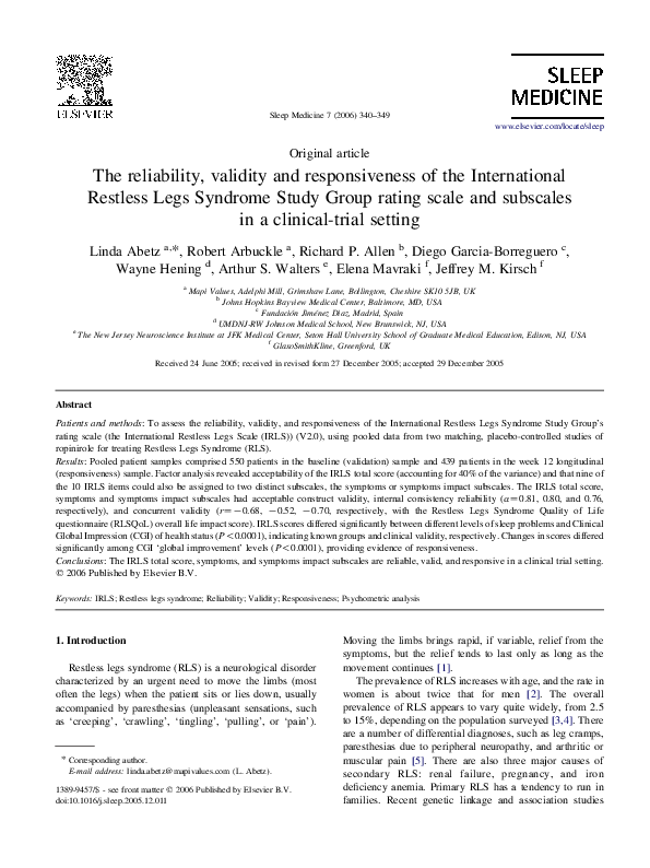(PDF) The reliability, validity and responsiveness of the International ...