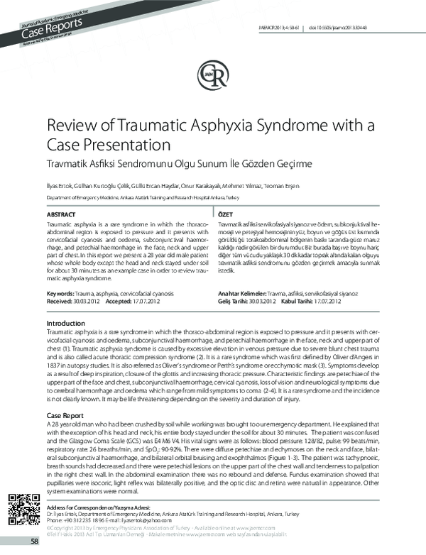(PDF) Review of Traumatic Asphyxia Syndrome with a Case Presentation