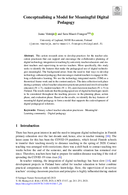 (PDF) Conceptualising a Model for Meaningful Digital Pedagogy