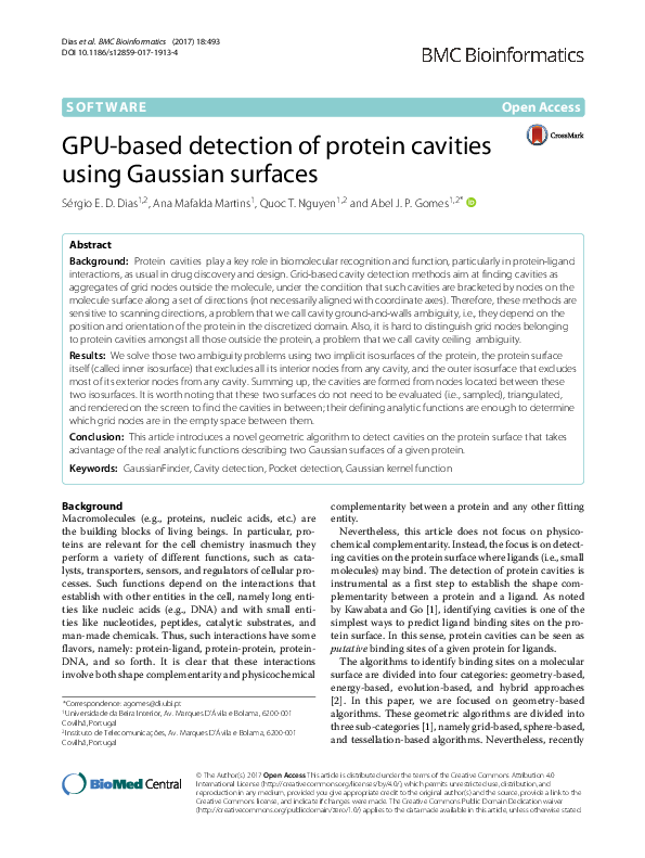 (PDF) GPU-based detection of protein cavities using Gaussian surfaces