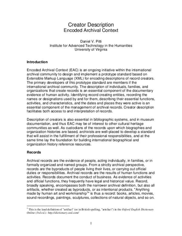Pdf Creator Description Encoded Archival Context