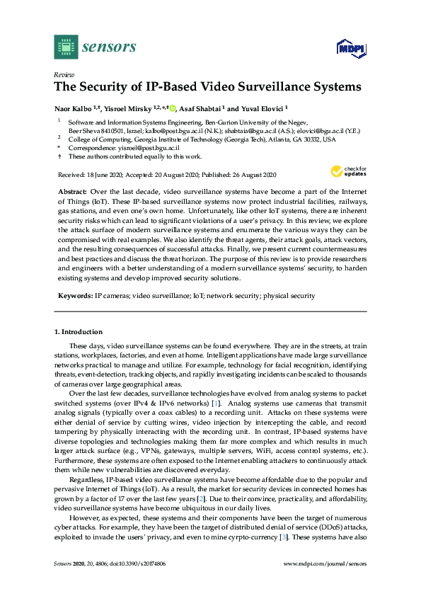 (PDF) The Security of IP-Based Video Surveillance Systems
