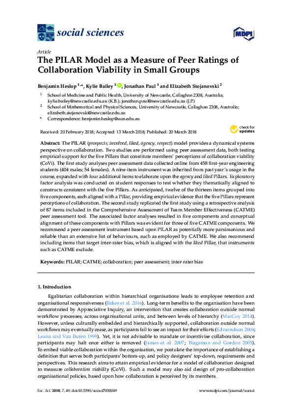 (PDF) The PILAR Model as a Measure of Peer Ratings of Collaboration ...