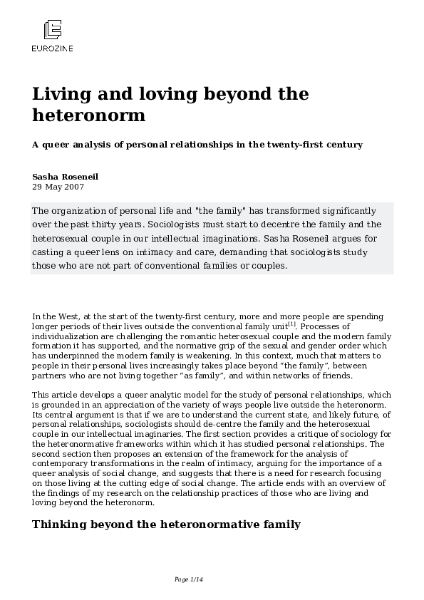 (PDF) Living and loving beyond the heteronorm