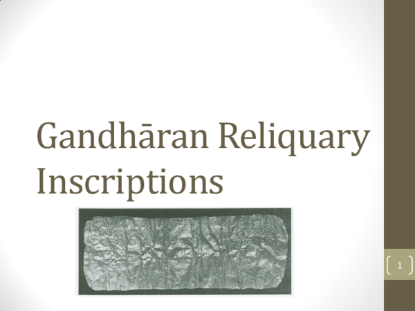 (PDF) Gandhāran Reliquary Inscriptions
