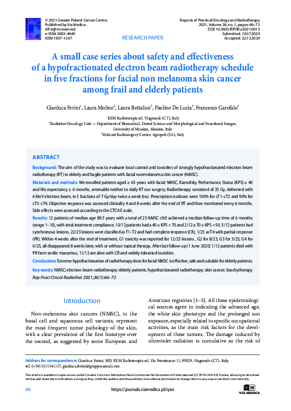 (PDF) A small case series about safety and effectiveness of a hypofractionated electron beam ...