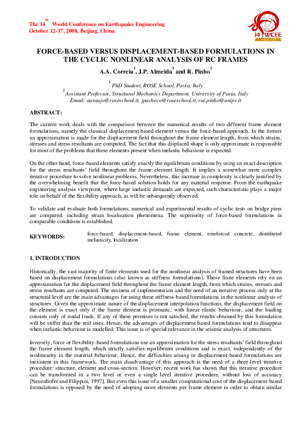 (PDF) Force-Based Versus Displacement-Based Formulations in the Cyclic Nonlinear Analysis of RC ...