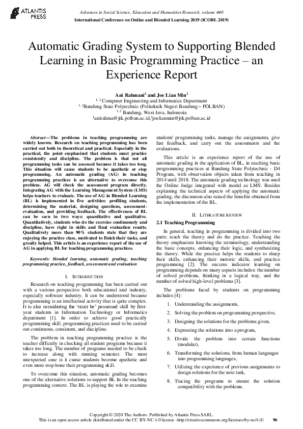 (PDF) Automatic Grading System to Supporting Blended Learning in Basic Programming Practice – an ...