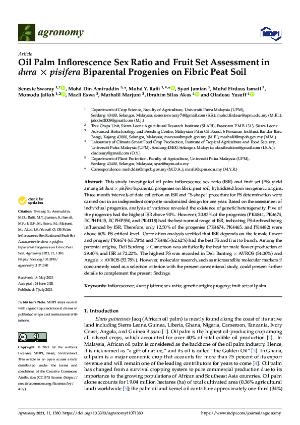 (PDF) Oil Palm Inflorescence Sex Ratio and Fruit Set Assessment in dura ...