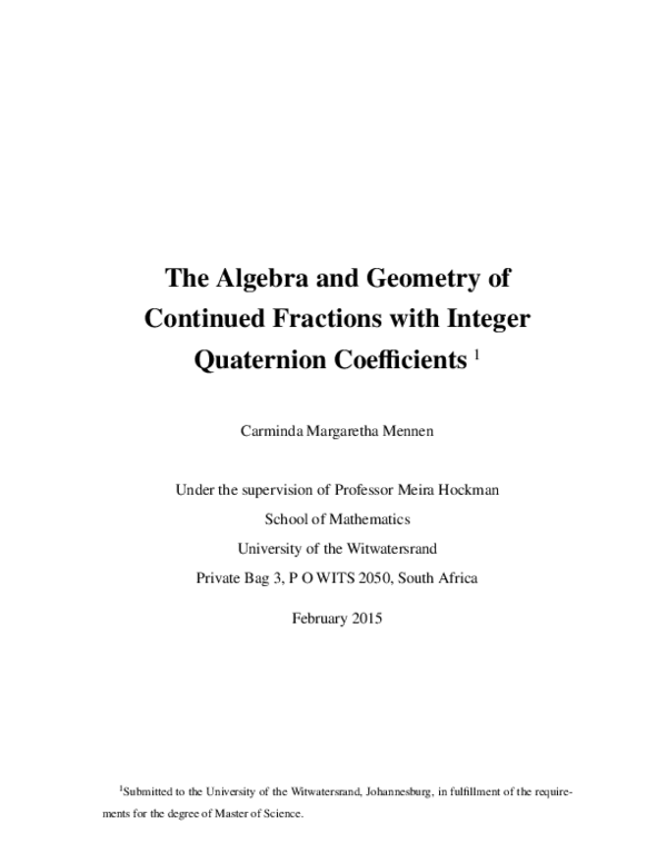 (PDF) The algebra and geometry of continued fractions with integer ...