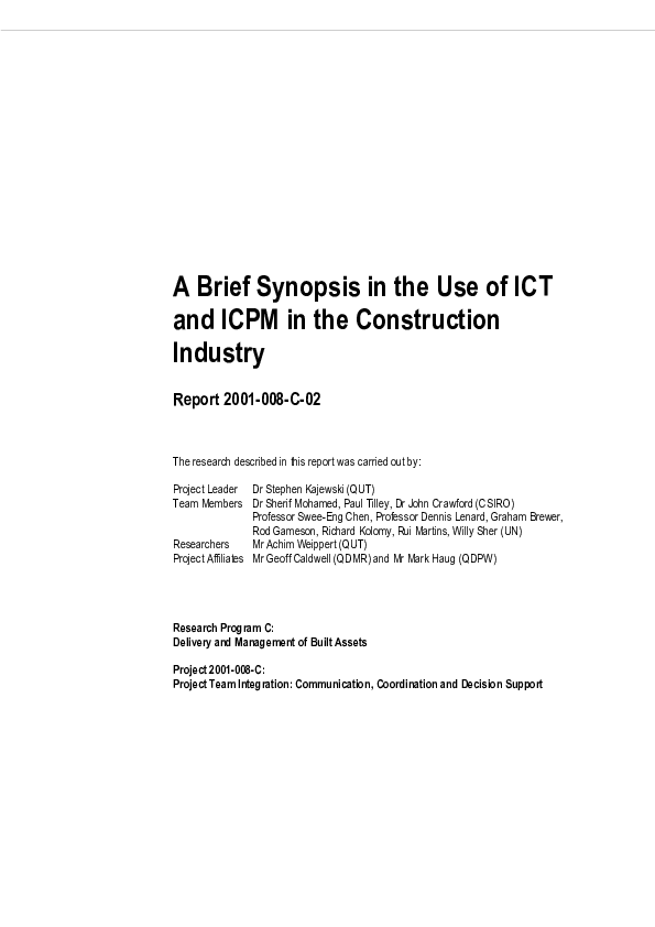 (PDF) A brief synopsis in the use of ICT and ICPM in the construction ...