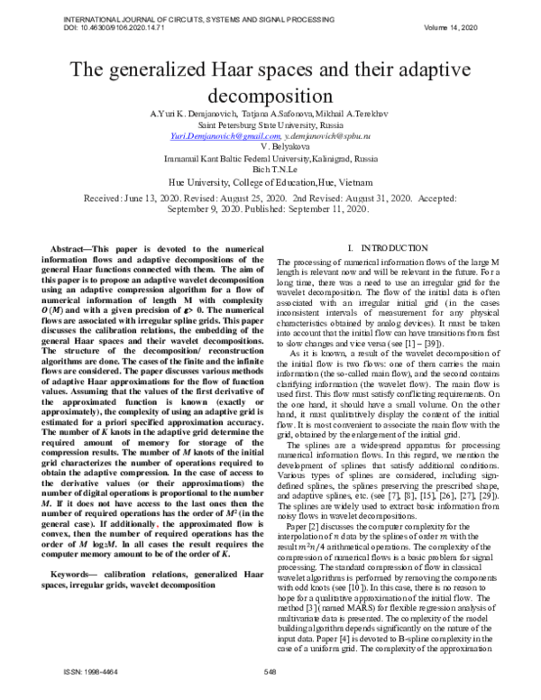 (PDF) The Generalized Haar Spaces and Their Adaptive Decomposition