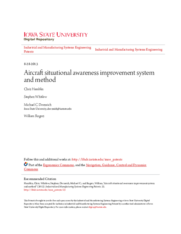 (PDF) Aircraft situational awareness improvement system and method ...