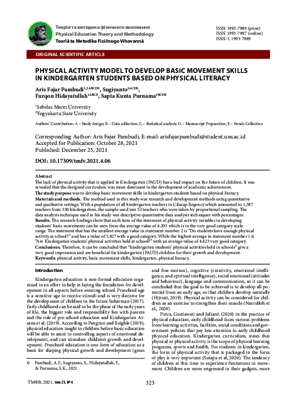 (PDF) Physical Activity Model to Develop Basic Movement Skills in ...