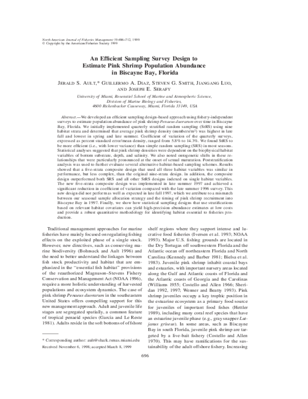 (PDF) An Efficient Sampling Survey Design to Estimate Pink Shrimp Population Abundance In ...