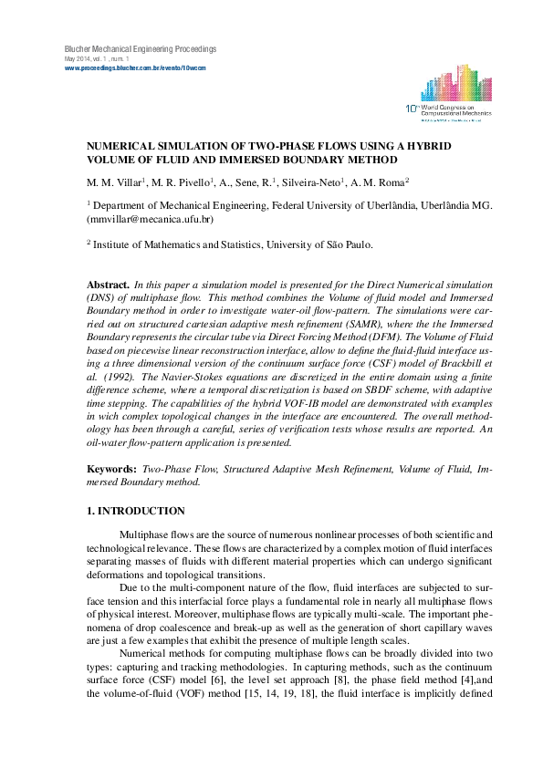 (PDF) Numerical Simulation of Two-Phase Flows Using a Hybrid Volume of Fluid and Immersed ...