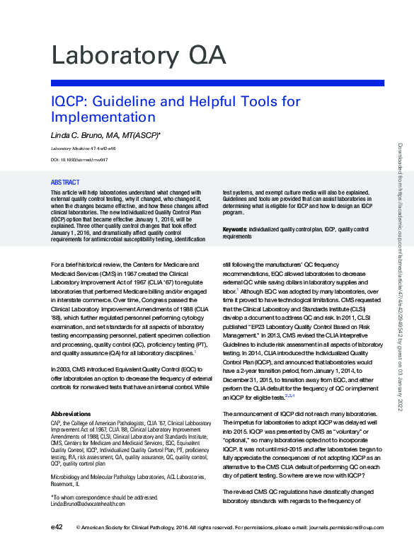 (PDF) IQCP: Guideline and Helpful Tools for Implementation