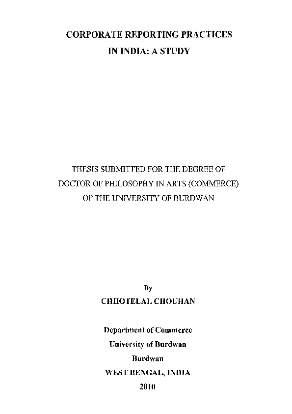 (PDF) Corporate reporting practices in India a study