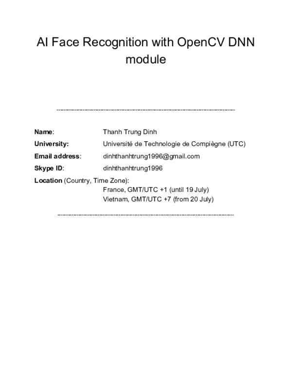 (PDF) AI Face Recognition with OpenCV DNN module (PDF) AI Face Recognition with OpenCV DNN module