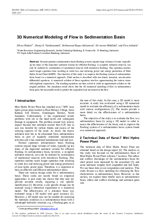 (PDF) 3D Numerical Modeling of Flow in Sedimentation Basin