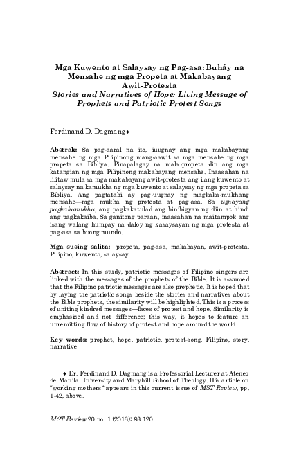 (PDF) Mga Kuwento at Salaysay ng Pag-asa: Buháy na Mensahe ng mga ...