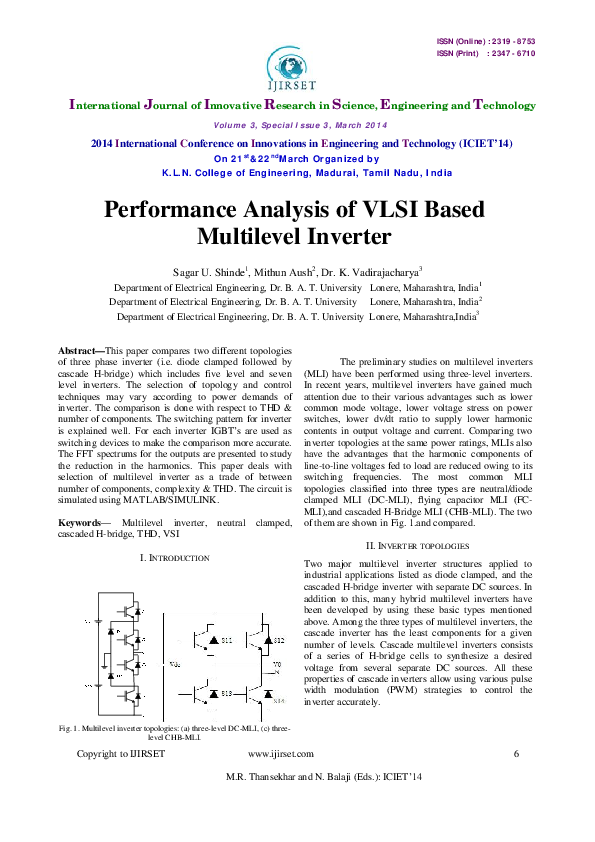 (PDF) Performance Analysis of VLSI BasedMultilevel Inverter