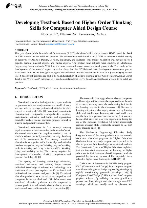 (PDF) Developing Textbook Based on Higher Order Thinking Skills for ...