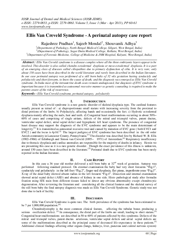 (PDF) Ellis Van Creveld Syndrome - A perinatal autopsy case report