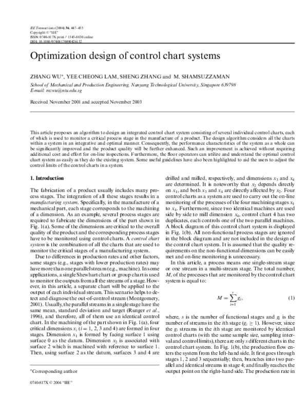 (PDF) Optimization design of control chart systems