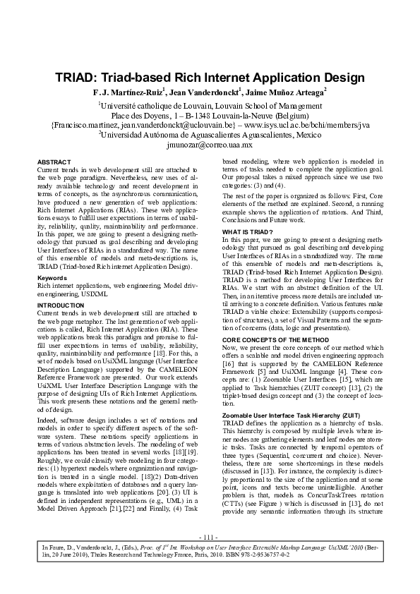 (PDF) TRIAD: Triad-based Rich Internet Application Design