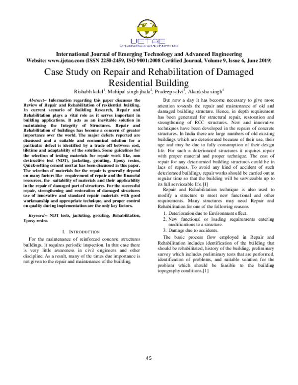 (PDF) Case Study on Repair and Rehabilitation of Damaged Residential ...