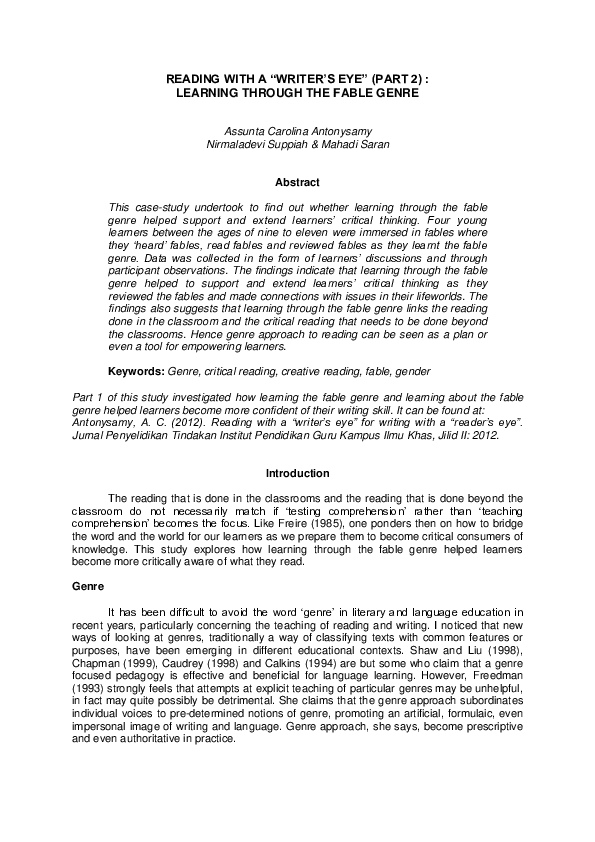 (PDF) Reading with a “Writer’s Eye” (Part 2) : Learning Through the ...