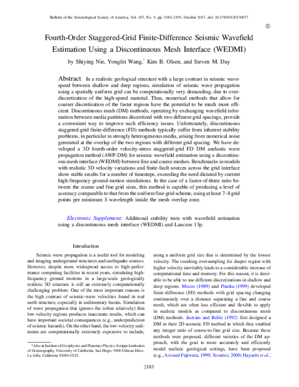Pdf Fourth‐order Staggered‐grid Finite‐difference Seismic Wavefield