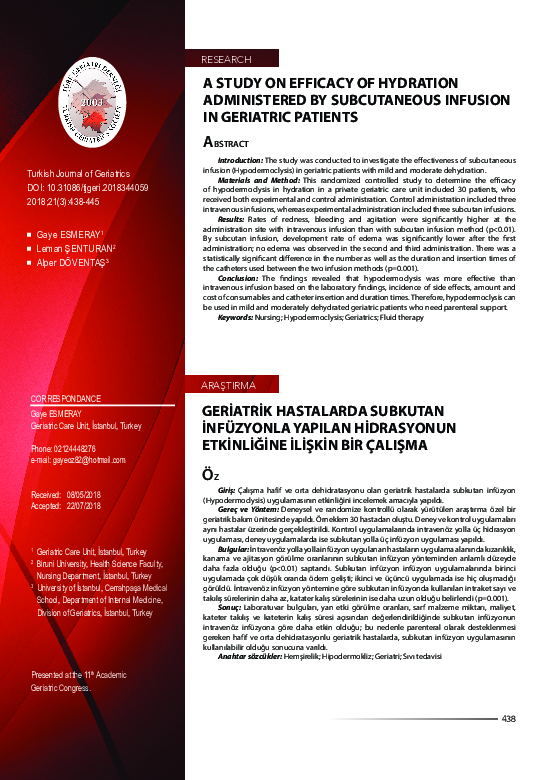 (PDF) A Study on Efficacy of Hydration Administered by Subcutaneous ...