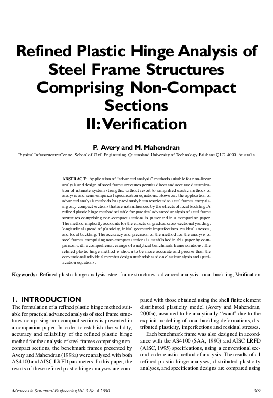 (PDF) Refined Plastic Hinge Analysis of Steel Frame Structures ...