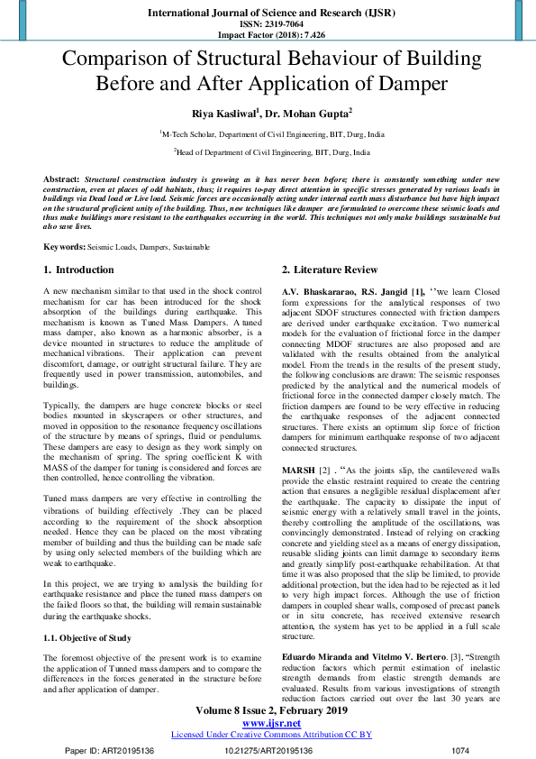 (PDF) Comparison of Structural Behaviour of Building Before and After ...