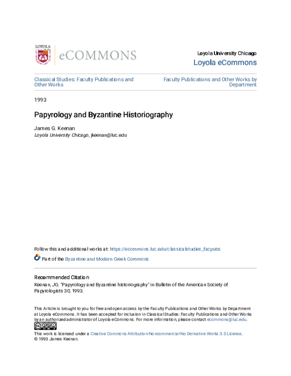 (PDF) Papyrology and Byzantine Historiography