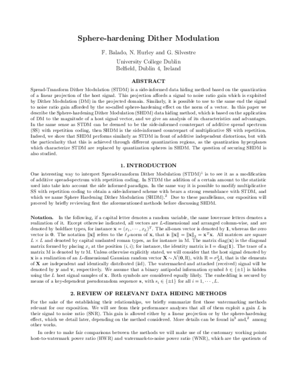 (PDF) Sphere-hardening dither modulation | Nailah Hurley - Academia.edu