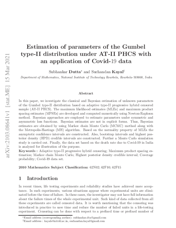 Pdf Estimation Of Parameters Of The Gumbel Type Ii Distribution Under At Ii Phcs With An