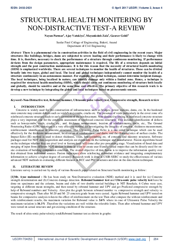 (PDF) Structural Health Monitering by Non-Distractive Testa Review