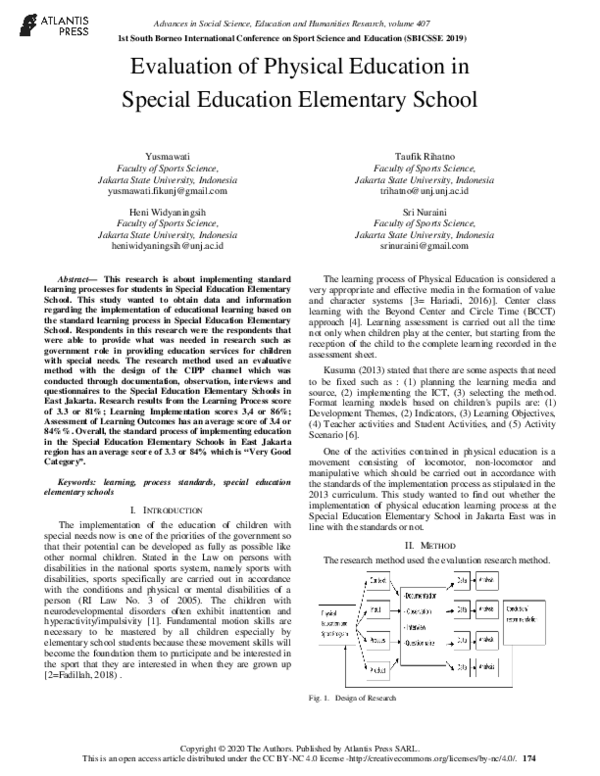 (PDF) Evaluation of Physical Education in Special Education Elementary ...