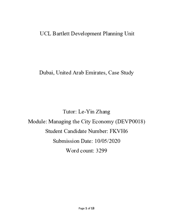(DOC) Dubai, United Arab Emirates, Case Study