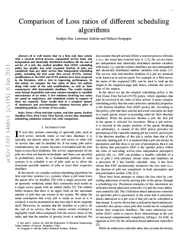 (PDF) Comparison of Loss ratios of different scheduling algorithms