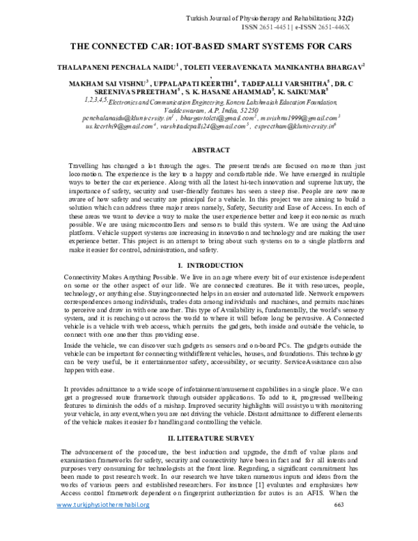 (PDF) The Connected Car: Iot-Based Smart Systems for Cars