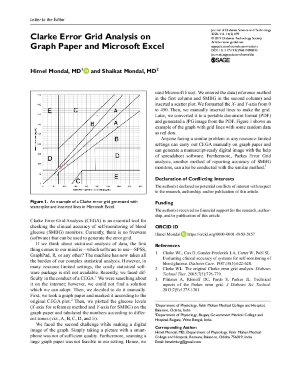 (PDF) Clarke Error Grid Analysis on Graph Paper and Microsoft Excel