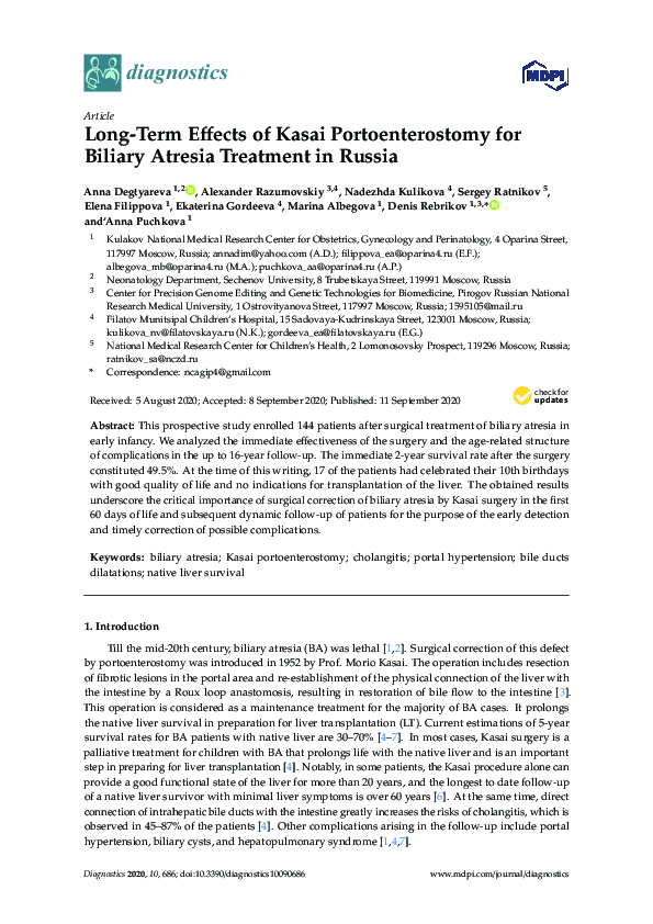 (PDF) Long-Term Effects of Kasai Portoenterostomy for Biliary Atresia ...