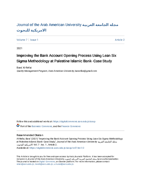 (PDF) Improving the Bank Account Opening Process Using Lean Six Sigma ...