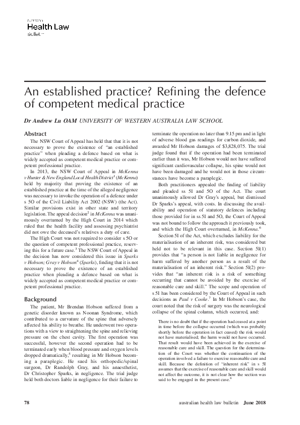(PDF) An established practice? Refining the defence of competent ...