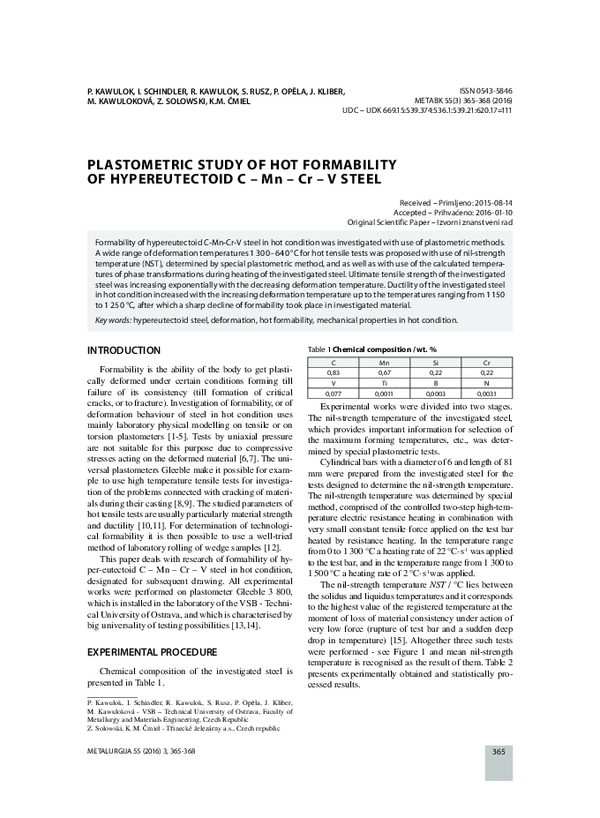 (PDF) Plastometric study of hot formability of hypereutectoid C – Mn ...