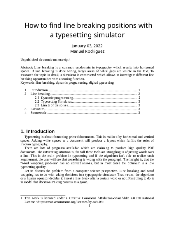 (PDF) How to find line breaking positions with a typesetting simulator
